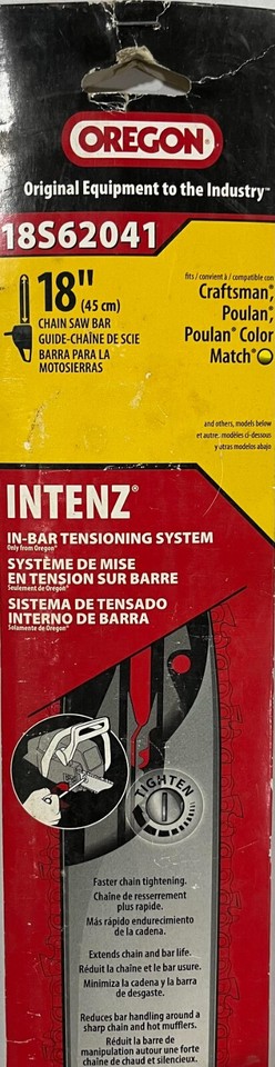 18" Oregon INTENZ Chainsaw Bar & Chain 504322 S62 Chain 3/8x.050 FAST ...