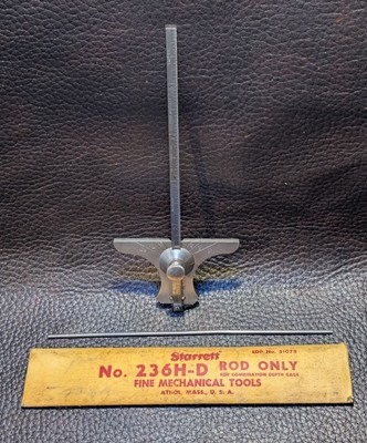 L.S. STARRETT 236 Combination Depth & Angle Gage w/ 236H-D Rod Vintage ...