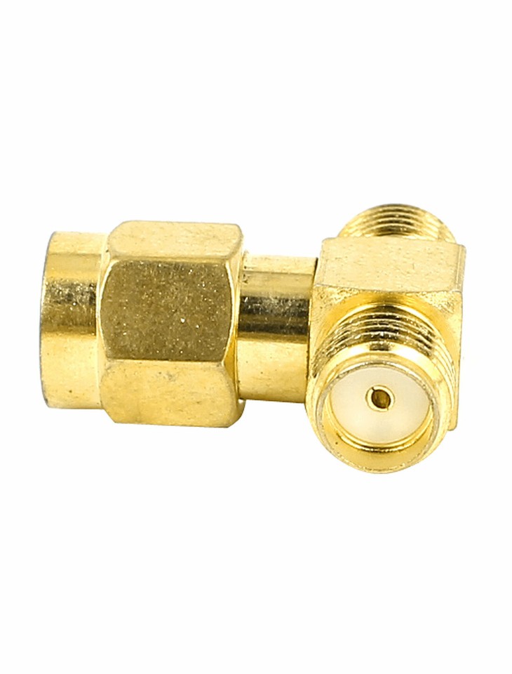 Gold Tone Straight SMA Male to SMA Female RF Adapter Coax Tee Copper ...