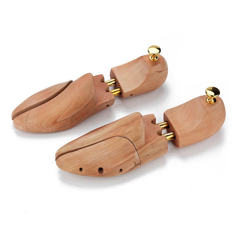 2pcs Cedar Wooden Leather Shoe Shaper Tree Spring Loaded Sneaker Boot ...