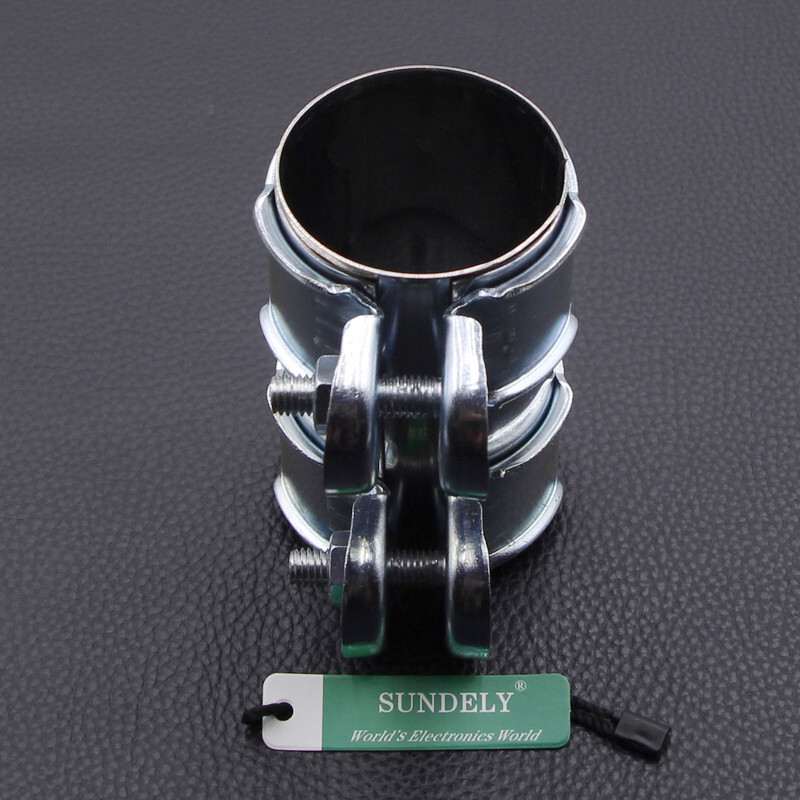 2"/52mm Exhaust Pipe connector sleeve with Clamps Joiner tube Coupler ...