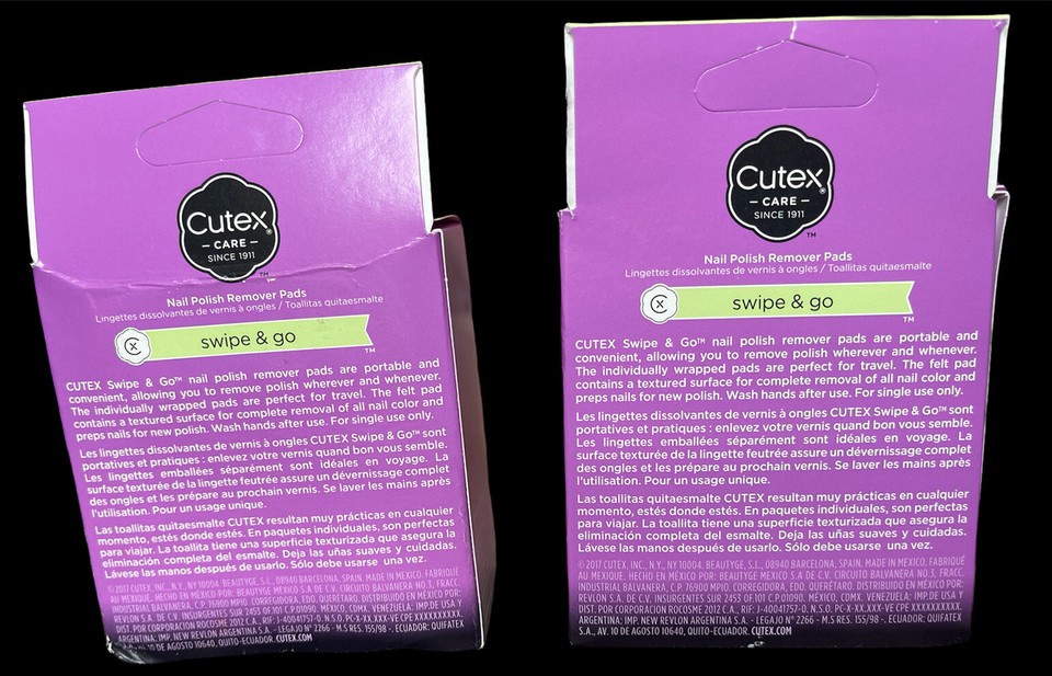 2 Pk Cutex Care Swipe And Go Nail Polish Remover Pads 10 Individually ...