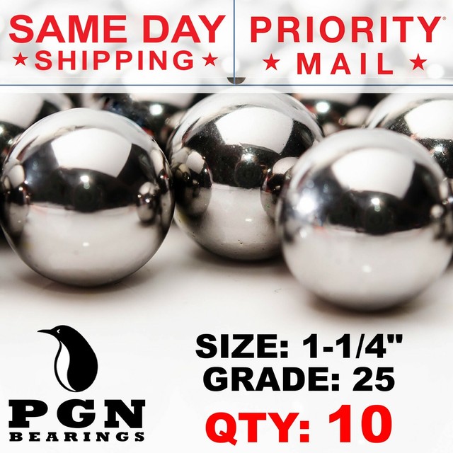 (10 Pieces) PGN - 1-1/4 Inch Chrome Steel Bearing Ball G25 Precision ...