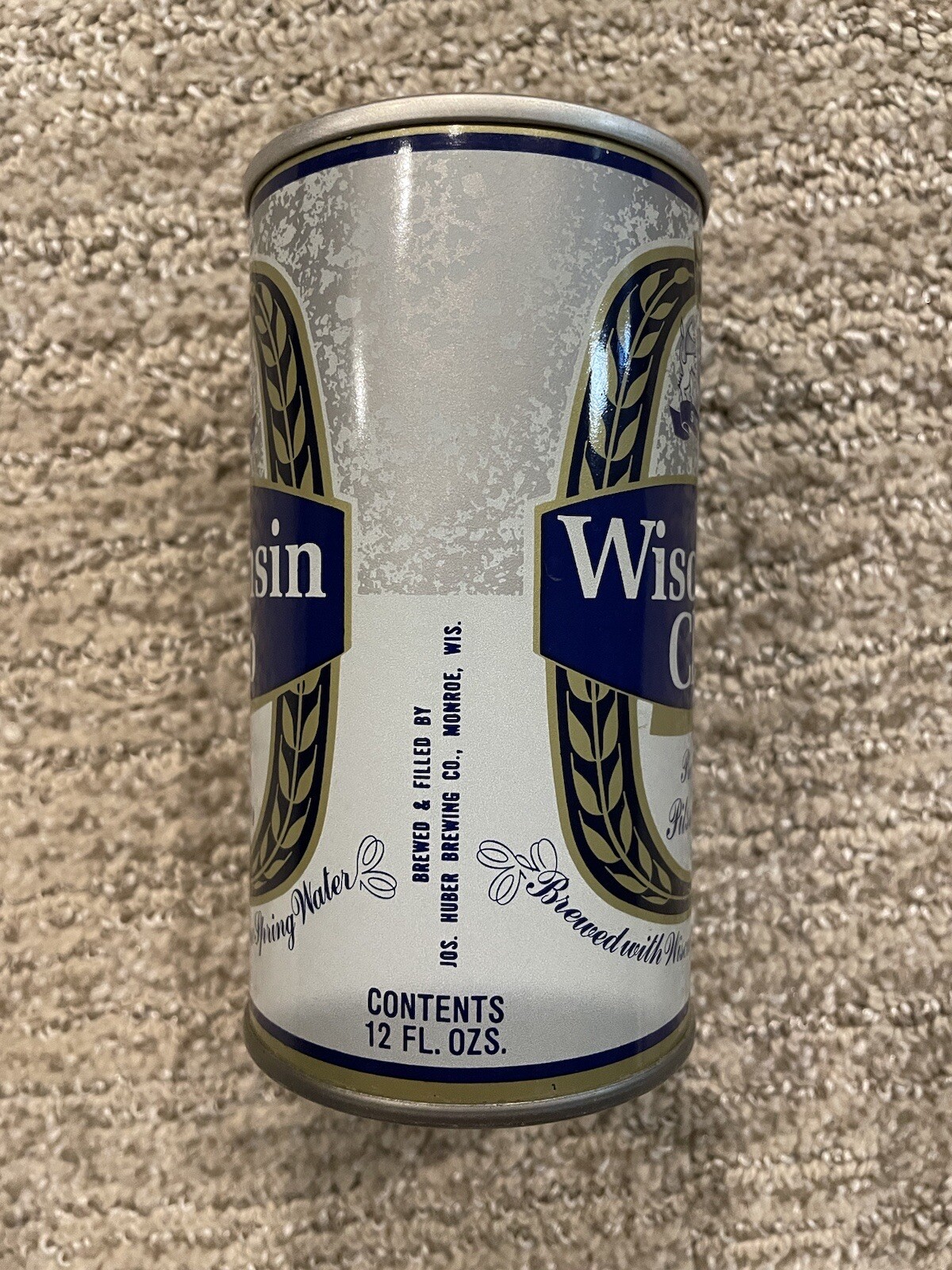 WISCONSIN CLUB STRAIGHT STEEL PULL TAB 12oz. BEER CAN JOS HUBER BREWING ...