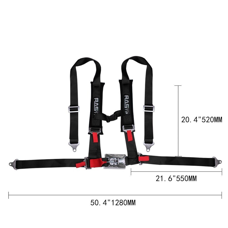 2X Black 2in 4-Point Racing car Harness Quick Release Seat Belt w ...
