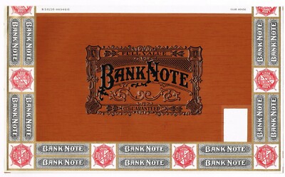 CIGAR BOX LABEL VINTAGE C1930S EMBOSSED BANKNOTE PAPER MONEY WOOD GRAIN ...