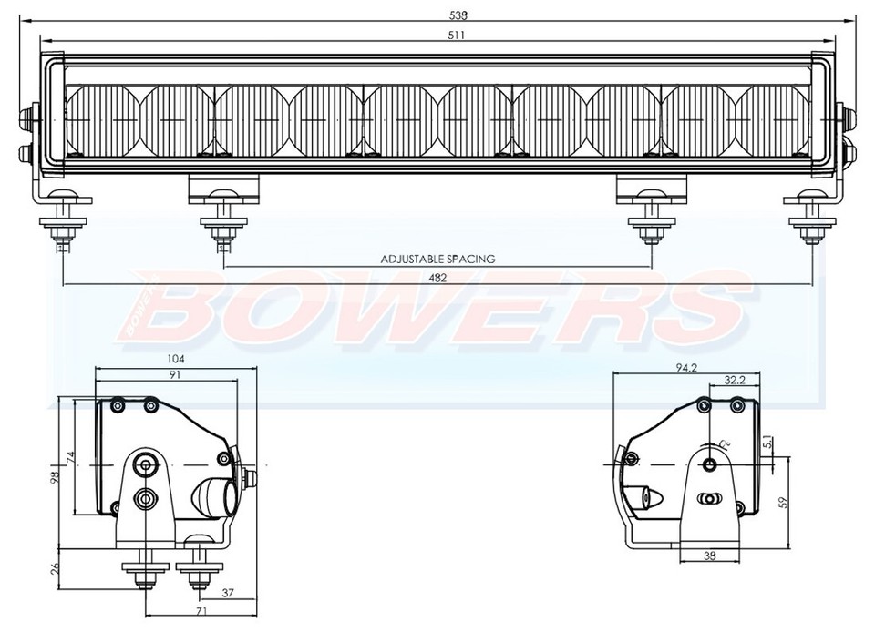 WAS PANTERA W223.3 21" LED LIGHT BAR SPOT LIGHT LAMP +MOVING SIDE ...