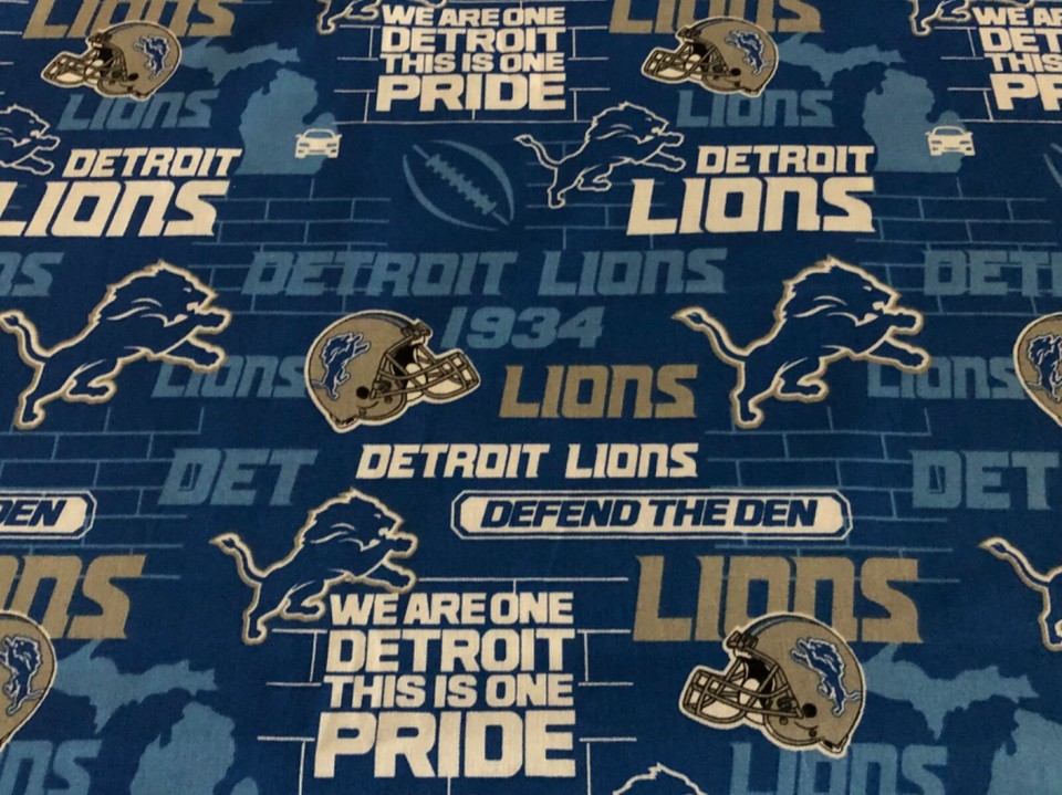 NEW NFL DETROIT LIONS COTTON Fabric FAT QTR 1/4yd=18”x22” PRIDE 1934 ...