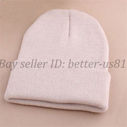 Men's Women Beanie Knit Ski Cap Hip-Hop Blank Color Winter Warm Unisex ...