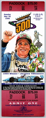 1996 Indy 500 Race Unused Paddock Ticket IMS Indianapolis Speedway Seat ...