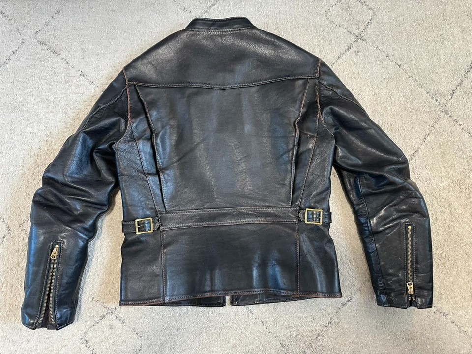 The Flat Head leather jacket Black Teacore Shinki Single Rider Half ...