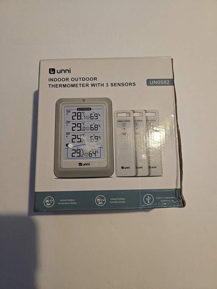 Unni INDOOR-OUTDOOR Thermometer With 3 SENSORS - UN0582 | eBay