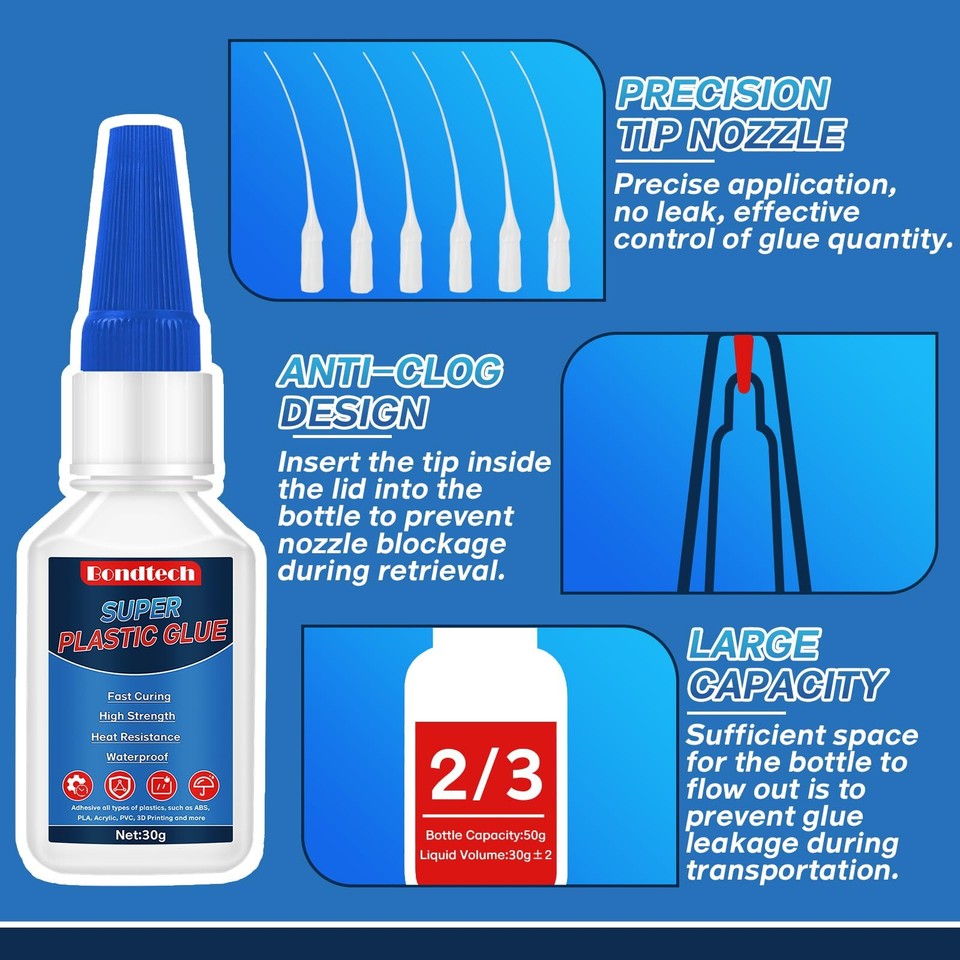 Plastic Glue 30 g Super Glue for Plastic Instant Model Glue with Anti ...