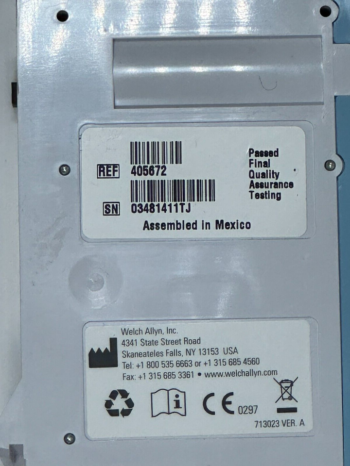 Welch Allyn Connex 6000 Vital Signs Monitor 405672 NIBP Module ...