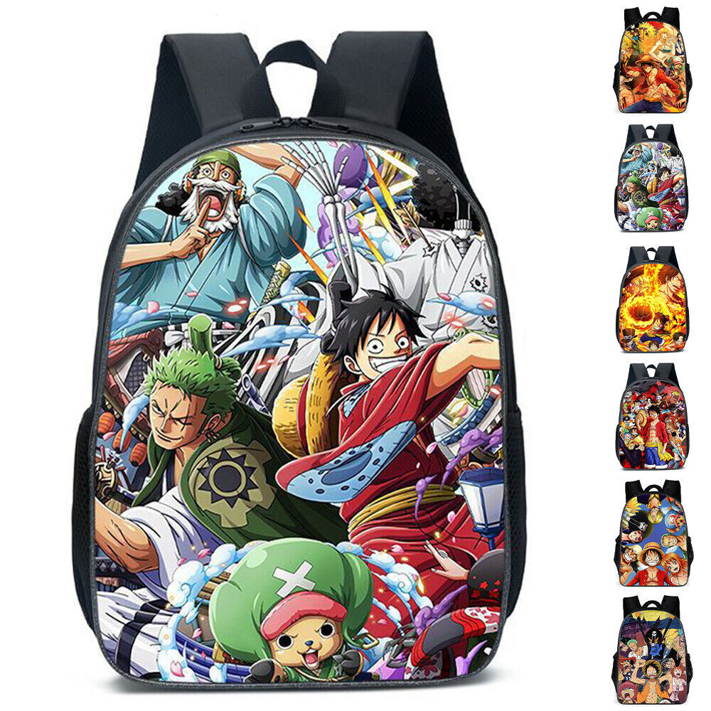 Luffy Anime One Piece Cartoon Print Backpack Rucksack Travel Shoulder ...