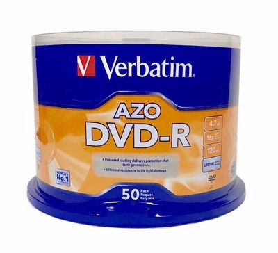 VERBATIM AZO DVD-R 16X 4.7GB Branded Logo 50 pack Spindle 95101 | eBay