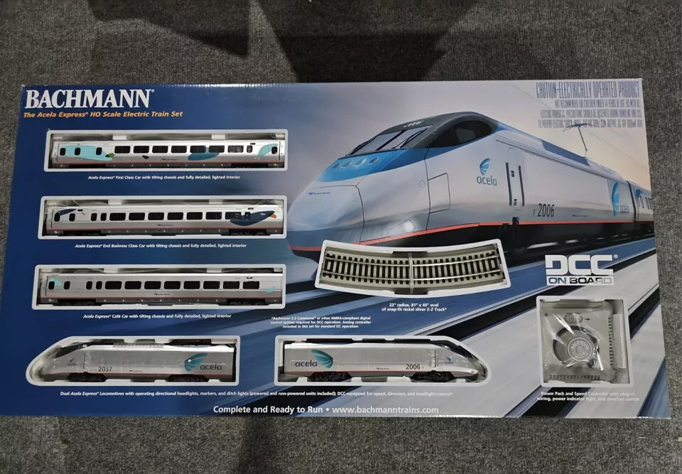 Bachmann Amtrak Acela Express Electric Train Set w/ E-Z Track HO Scale ...