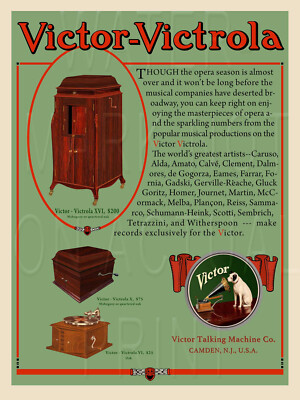Victor Victrola Talking Machine Ad Printed on Satin Canvas | eBay