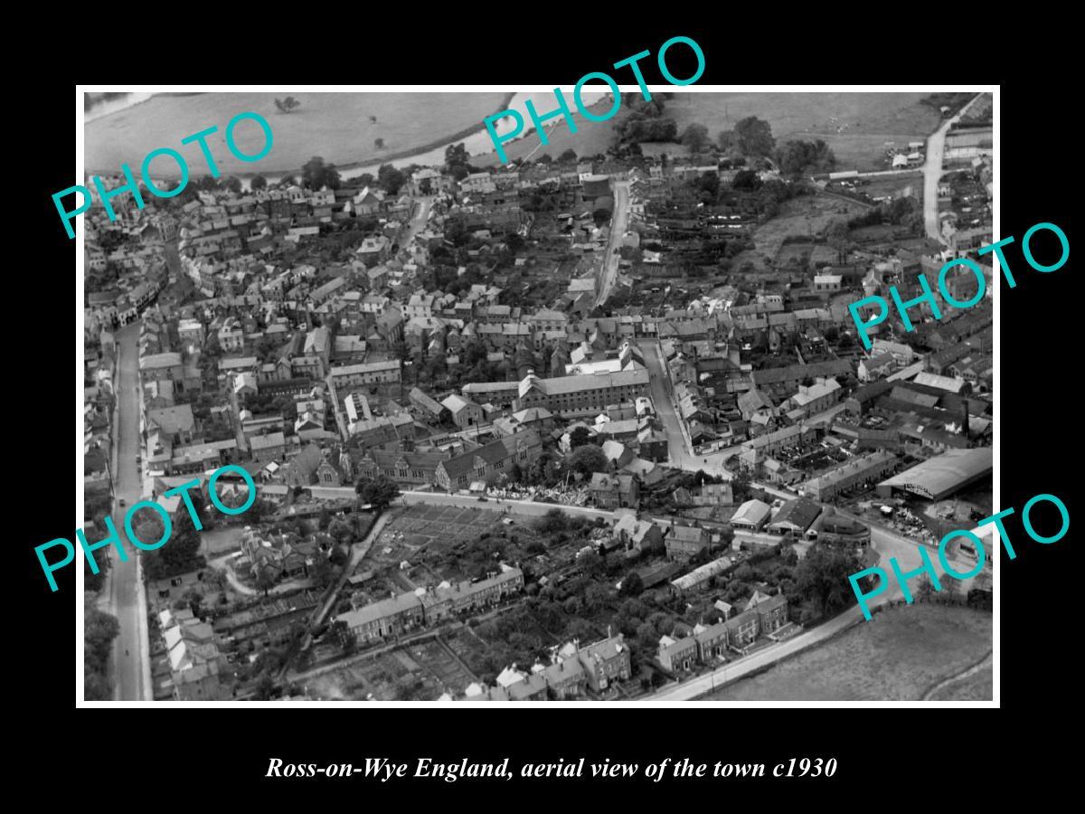 OLD LARGE HISTORIC PHOTO OF ROSS ON WYE ENGLAND AERIAL VIEW OF THE TOWN ...