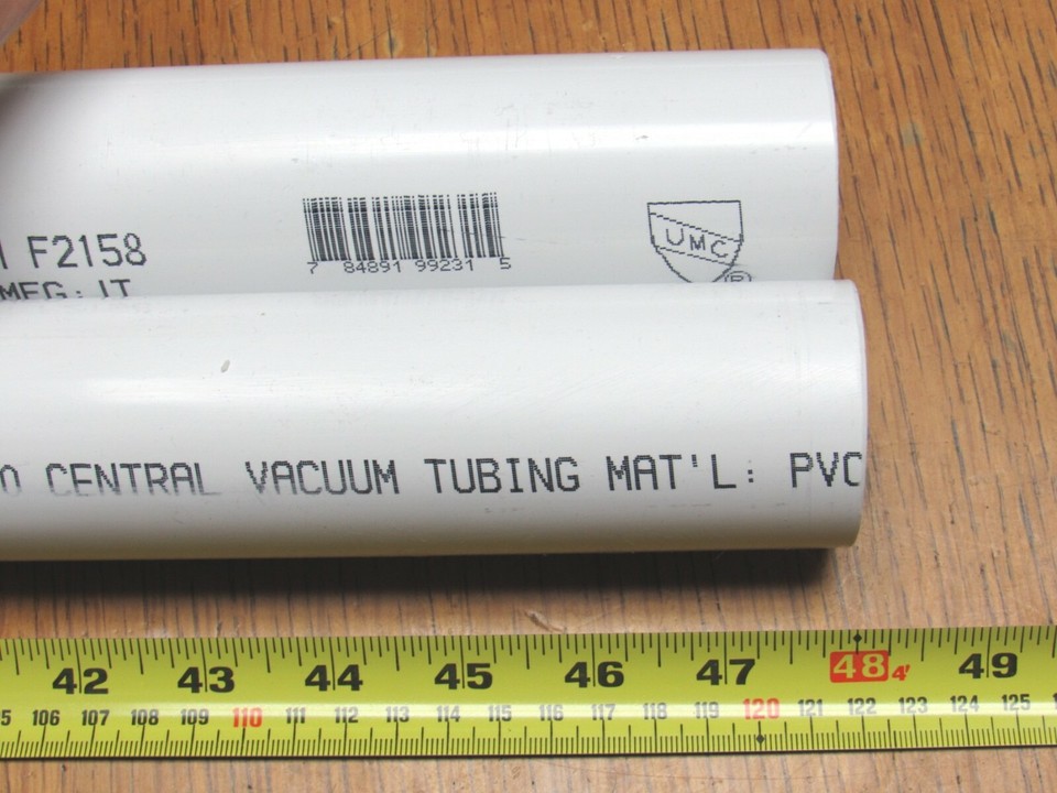 20' PVC Central Vacuum Pipe 20'X2"OD 4 ft sticks (6) Couplings (6) Pipe ...