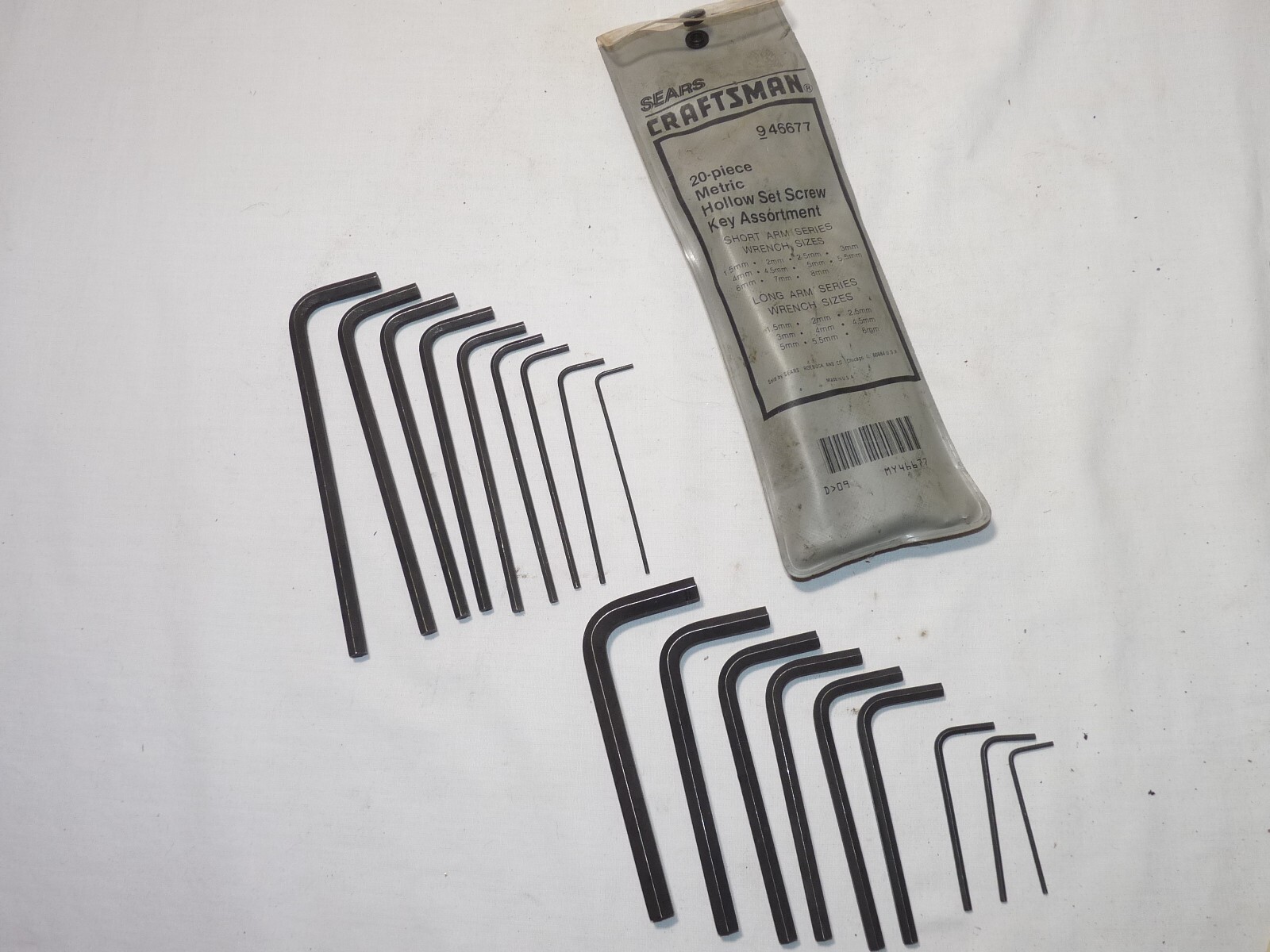 Vintage Craftsman 9 46677 18 Pc Metric Hollow Set Screw Key Assortment ...