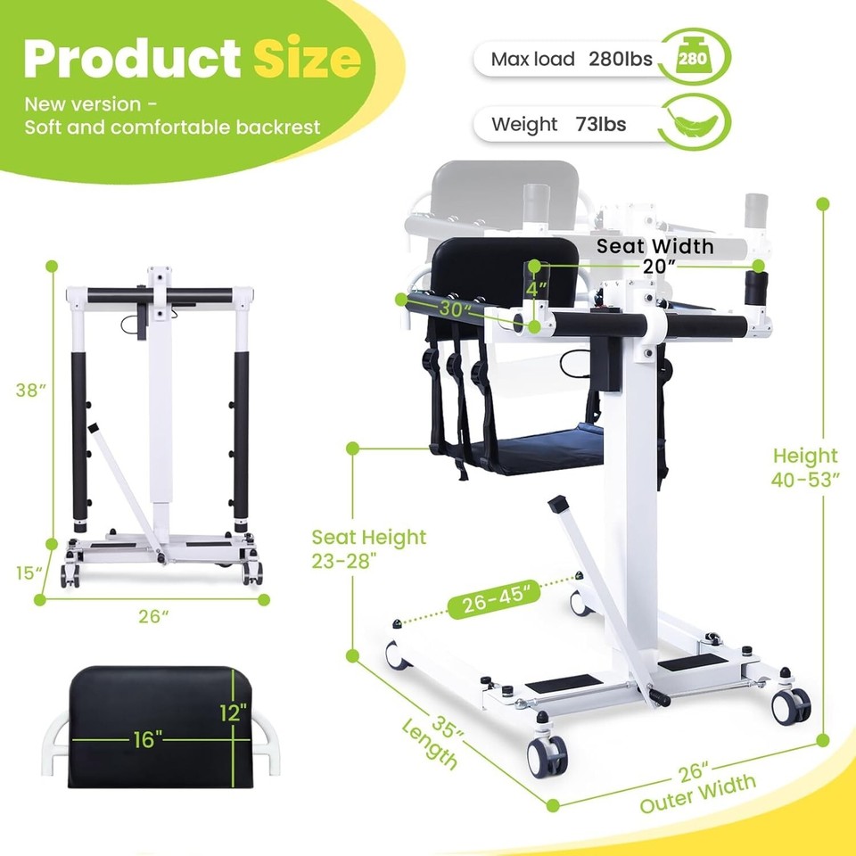 Electric Patient Lift Transfer Chair for Home Car Bedside Commode for ...