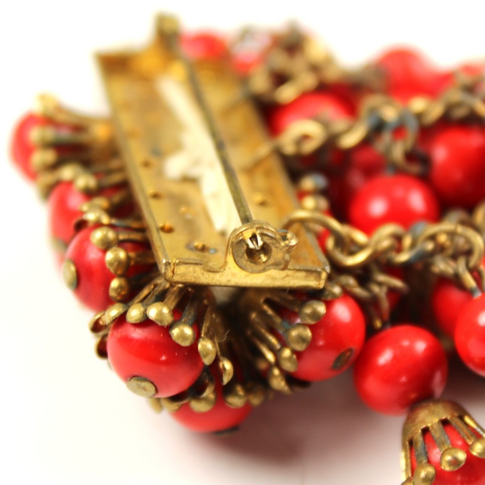 Miriam Haskell Brooch Early Unsigned Red Book Piece Hand Tied Crown Cap ...