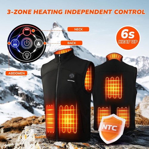 SNOW LEOPARD Heated Vest for Men Softshell Heated Vest with Battery ...