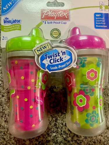 Unique HTF Playtex set of 2 insulated sippy cups spill proof the ...