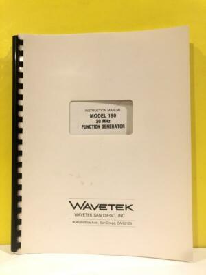 Wavetek Model 190 20 MHz Function Generator Instruction Manual | eBay