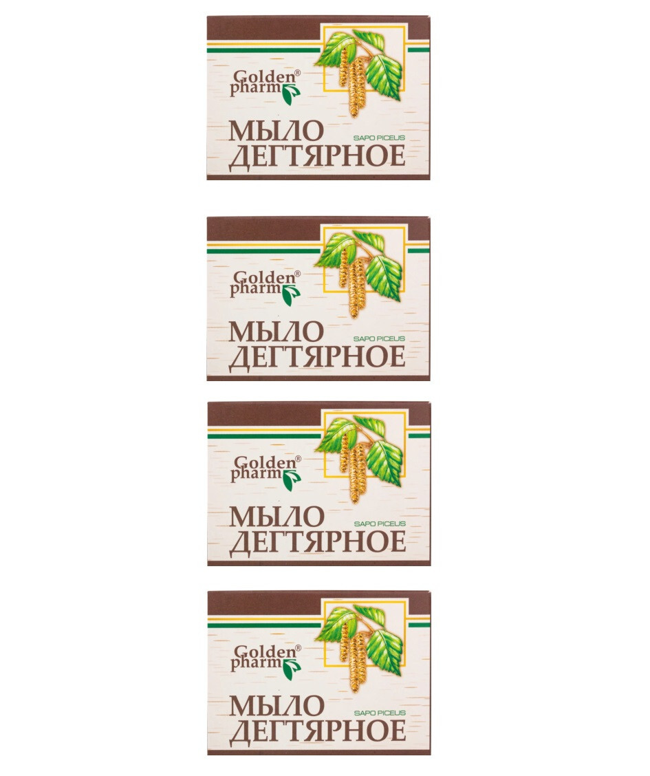 Tar soap 70 g x4 pieces Golden Pharm Antiseptic Natural Acne Phoriasis ...