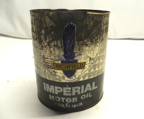 VINTAGE RICHFIELD IMPERIAL MOTOR OIL 1 GALLON CAN NO LID *EMPTY* RARE ...