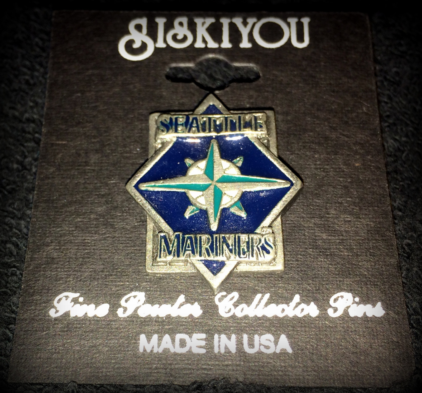 VINTAGE SEATTLE MARINERS SISKIYOU DIAMOND SHAPED PEWTER LAPEL PIN NEW ...