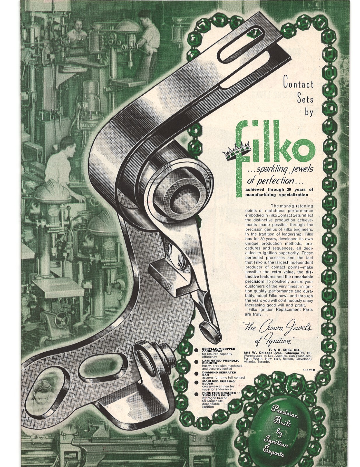 1953 FILKO CONTACT SETS AUTOMOTIVE PARTS SALES ART AD | eBay