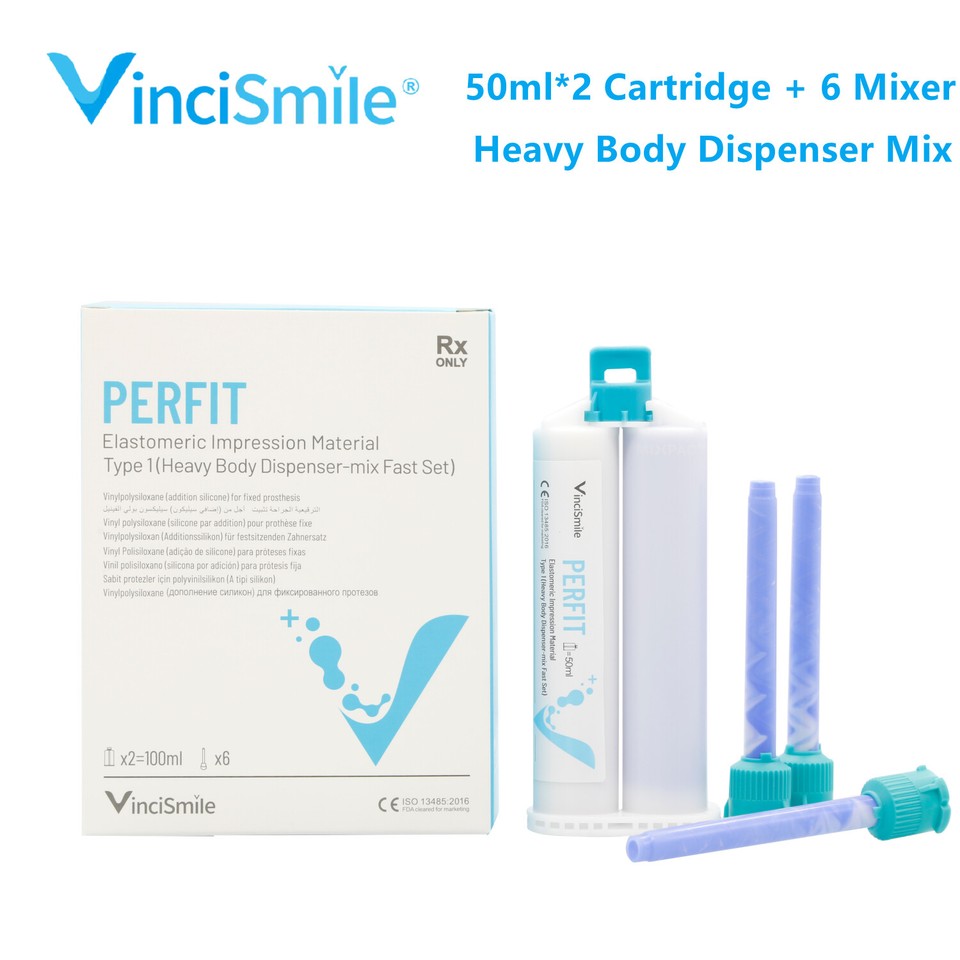 Dental VPS Heavy Body Impression Material Fast Set 50*2 Cartridge-Auto ...