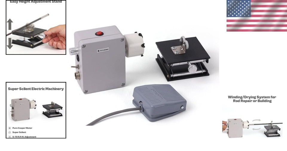 Quiet Fishing Rod Wrapping Machine with Epoxy Dryer - Durable Rod ...