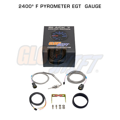 GlowShift 52mm Black 7 Color 60PSI Boost Gauge + 2400F EGT Pyrometer ...