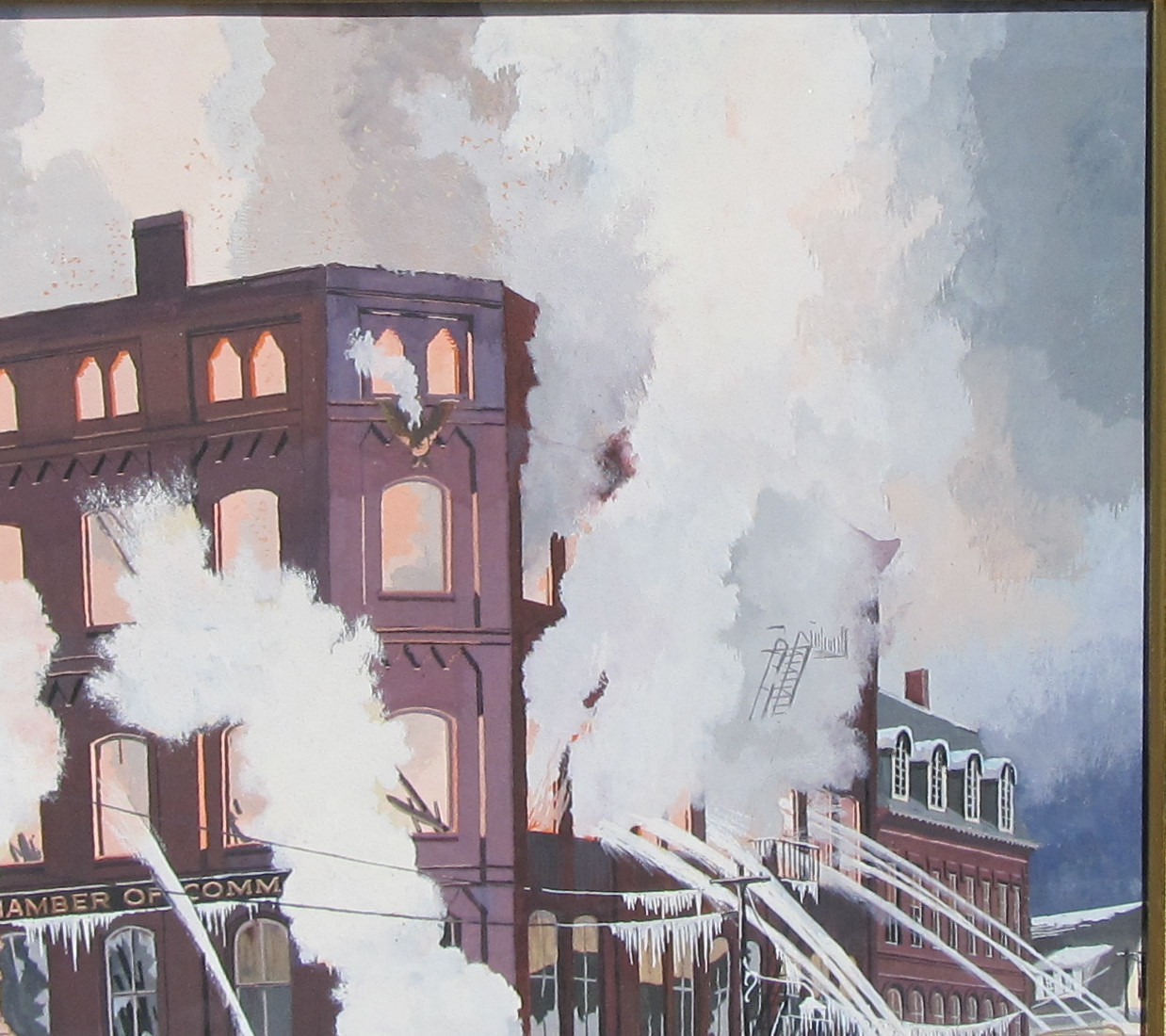 Arch Mcdonnell Original Painting White's Opera House Fire 1920 Concord ...