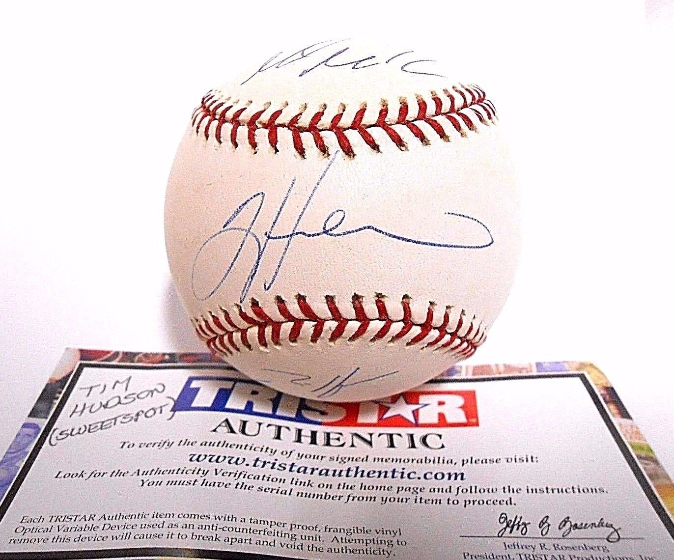 TRISTAR Tim Hudson Mark Mulder Rich Harden Autograph Signed Baseball ...