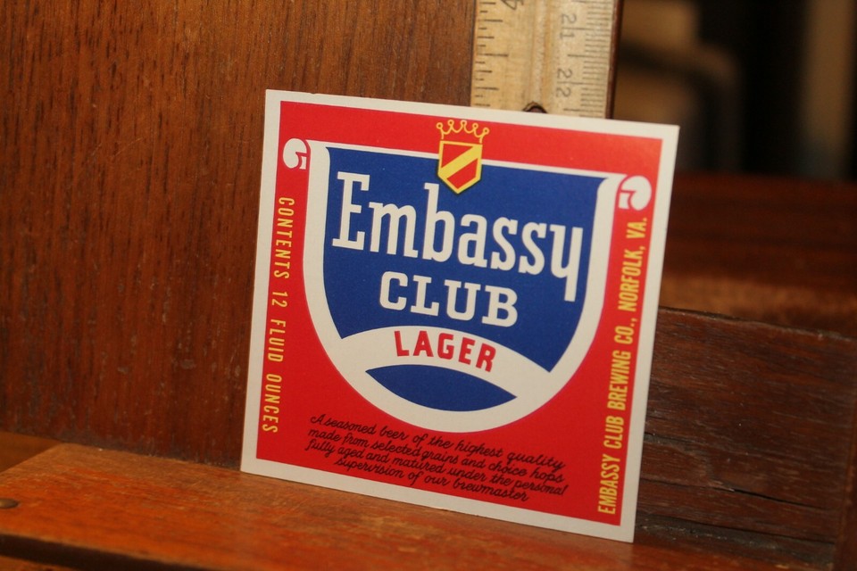 Vintage Beer Label Embassy Club Lager | eBay
