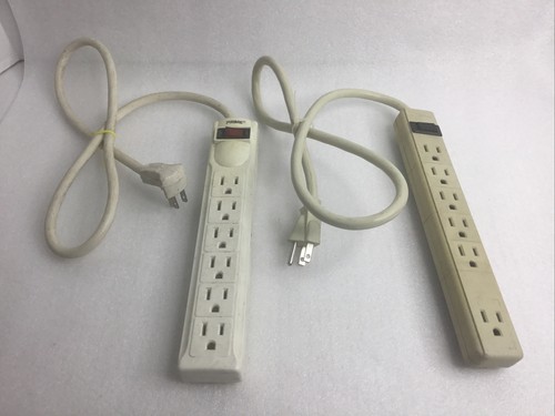 (2) 6 Outlet Surge Protector Power Strip Electric 22" Cord Prime ...