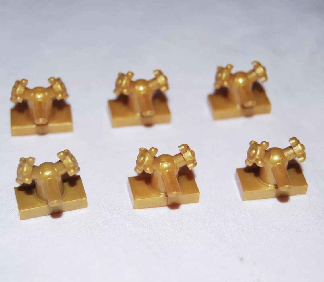 Lego 6 Pearl Gold Sink Faucet Tap 1x2 W/ Dual Small Handles Taps / City ...