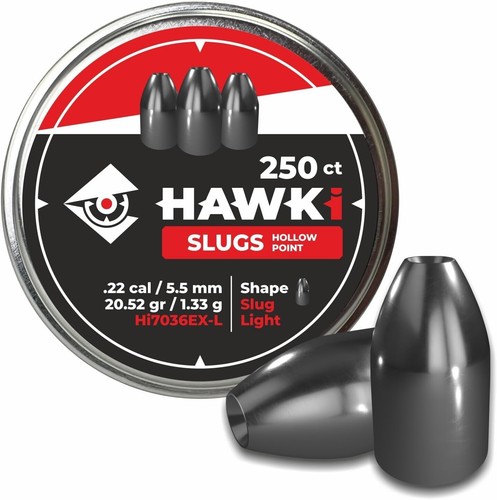 Hawki Airgun Pellets Slugs Light Hollow Point .22 Cal / 5.5mm Cal 20.52 ...