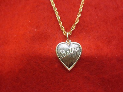 14 kt GOLD PLATED PLATED HEART SHAPED BETH NAME & 7 " TO 30" ROPE CHAIN ...