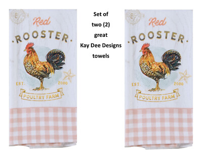 KAY DEE DESIGNS "Red Rooster" R7090 Two Dual Purpose Terry Towels~16 ...