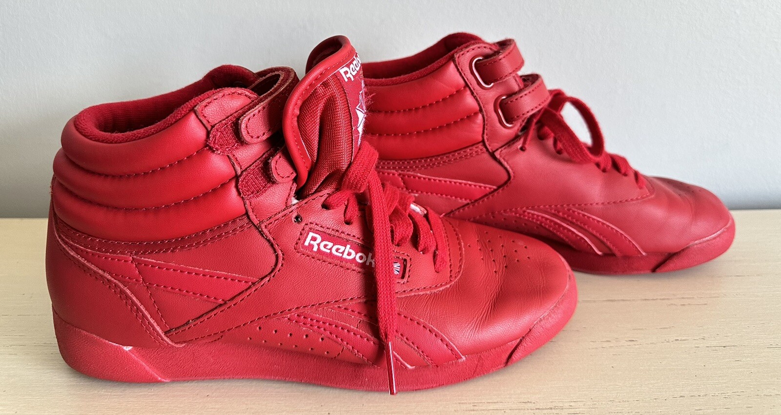 Reebok Classic Freestyle Hi Double Strap Red Sneakers… - Gem
