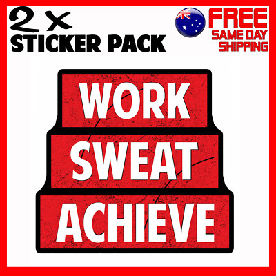 2 x Stickers - Work Sweat Achive Motivation - Car Bumper Funny Novelty ...