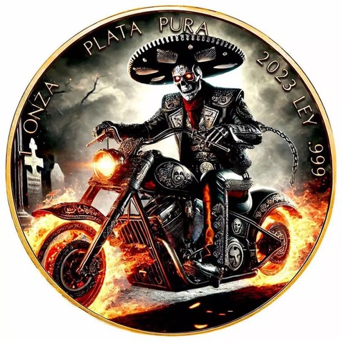 2023 Mexico Libertad Colorized Mexican Ghost Rider Biker 24K Gilded 1 ...