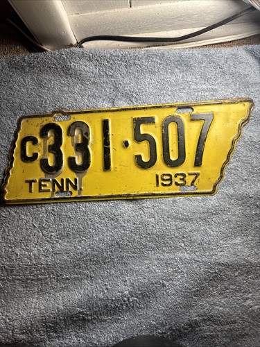1937 Tennessee State Shaped License Plate C 331-507 | eBay