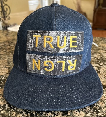 True Religion RLGN Hat Distressed Denim Strapback Cap Blue Vintage | eBay